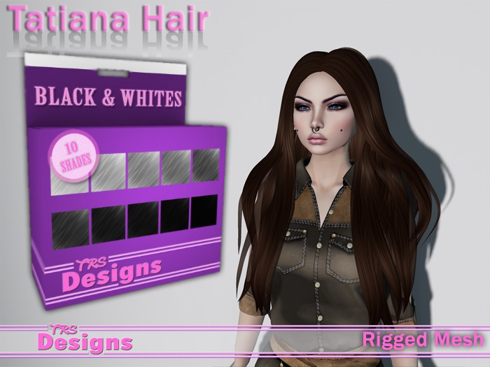 Second Life Marketplace - Tatiana Hair With Hud Black & Whites