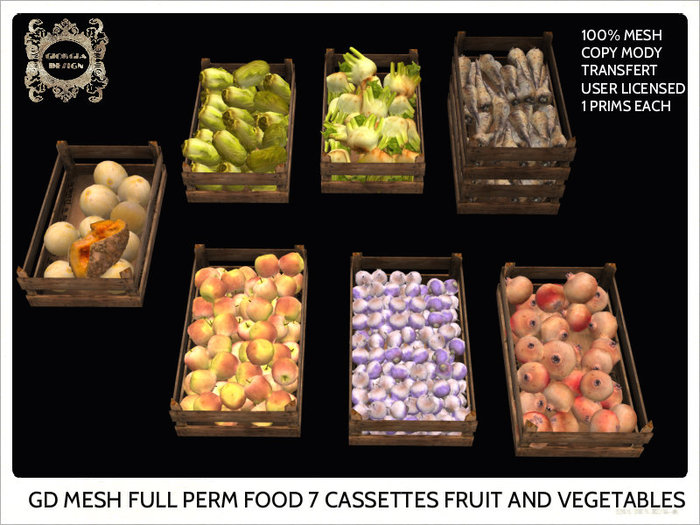 Second Life Marketplace - GD MESH FULL PERM FOOD 7 CASSETTES FRUIT AND ...