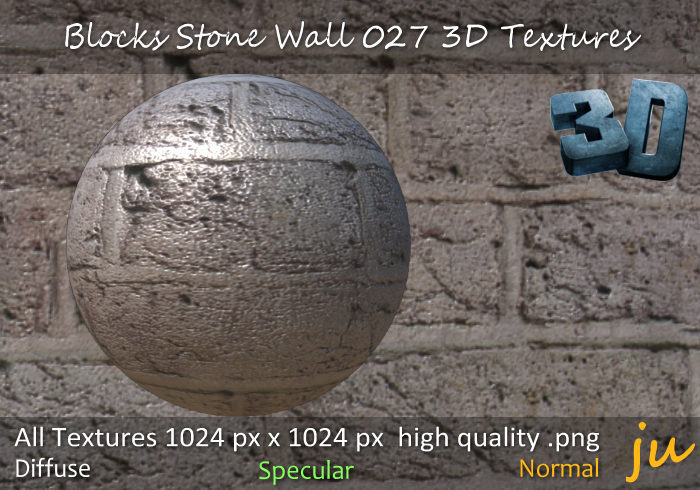 Second Life Marketplace - JU Blocks Stone Wall 027 3D Textures Full Perm