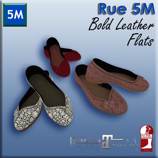Second Life Marketplace - Rue 5M's "Bold" Leather Flats