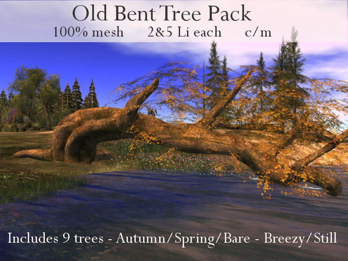 Second Life Marketplace - LOVE - OLD BENT TREE PACK - 9 MESH TREES