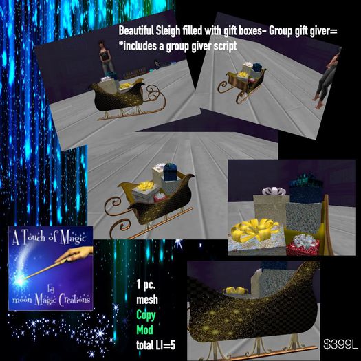 Second Life Marketplace - Sleigh filled with gifts Group gift giver-crate