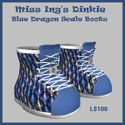 Second Life Marketplace - Miss Ing's Dinkie Blue Dragon Scale Boots