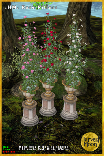 Second Life Marketplace - .HM. Rose Pillars - Pink/Red/White [Add and ...
