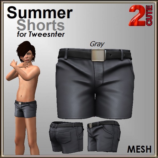 Second Life Marketplace - Summer Shorts (Tweenster) - Gray