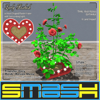 Second Life Marketplace - SMASH - Lovely Rosebush (Red Roses)