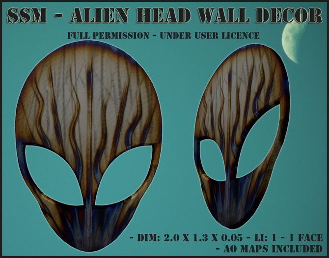 Second Life Marketplace - SSM - Alien Head Wall Decor