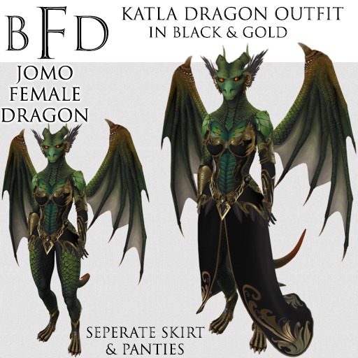 Second Life Marketplace Bfd Katla Dragon Outfit Blackgold