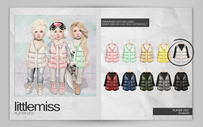 Second Life Marketplace - {Little Miss} Puffer Vest - White *BABY & KID
