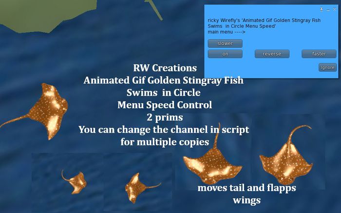 Second Life Marketplace - Animated Gif Golden Stingray Fish Swims in ...