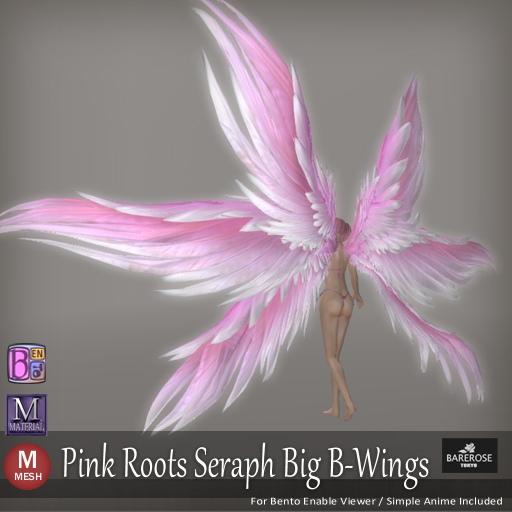 Second Life Marketplace - ::: B@R ::: Pink Roots Seraph Big B-Wings