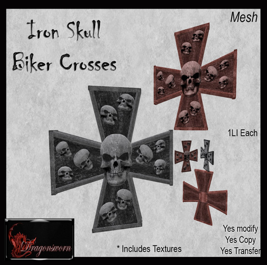 Second Life Marketplace - Full Perm Multi Skull Biker Cross