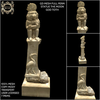 Second Life Marketplace - GD MESH FULL PERM STATUE THE MOON GOD TOTH
