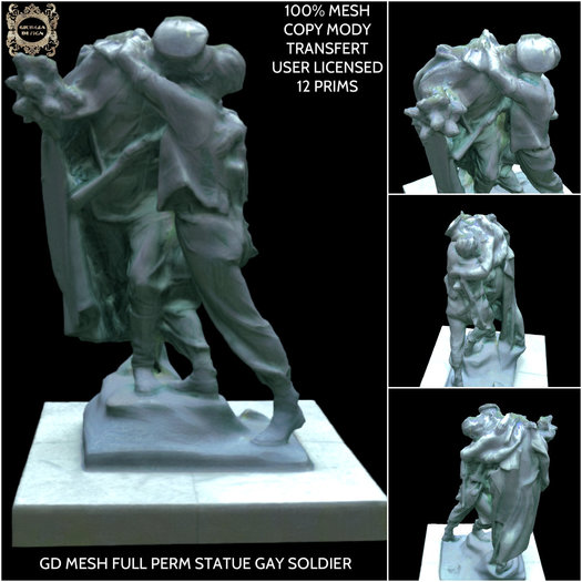 Second Life Marketplace - GD MESH FULL PERM STATUE GAY SOLDIER