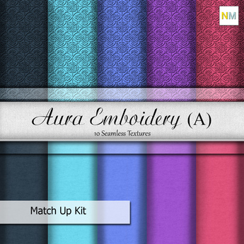 Second Life Marketplace - Aura Embroidery (A) MatchUp Kit 10 Seamless Fabrics NM