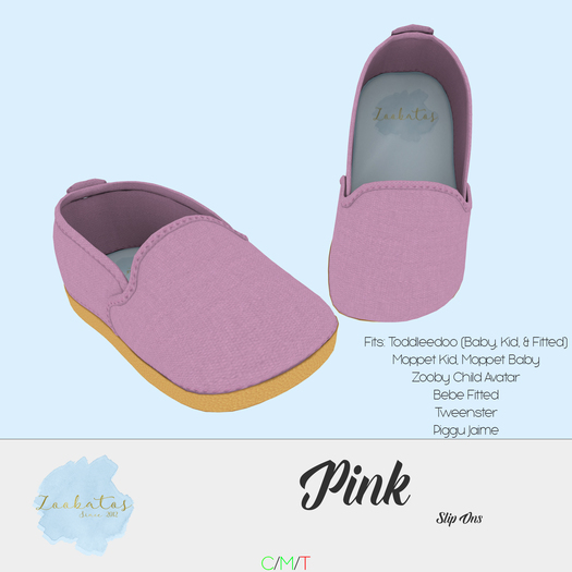 Second Life Marketplace - (WEAR TO UNPACK) Zoobatos - Slip Ons (Pink)