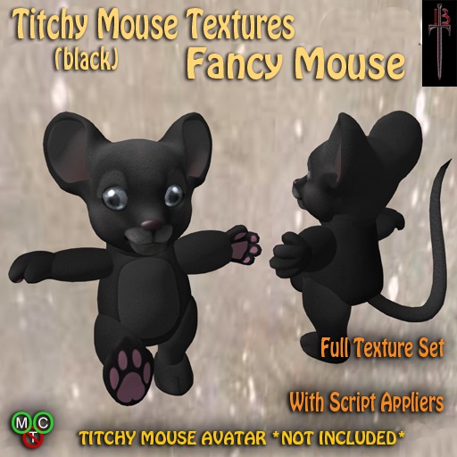 Second Life Marketplace - Titchy Mouse Texture: Fancy Black