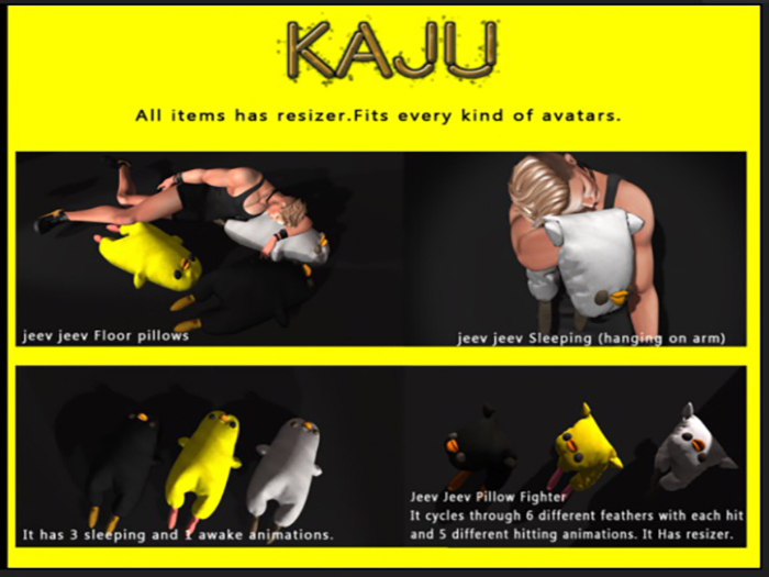 Second Life Marketplace - Kaju - ( Jeev Jeev pillow on Arm - Yellow)
