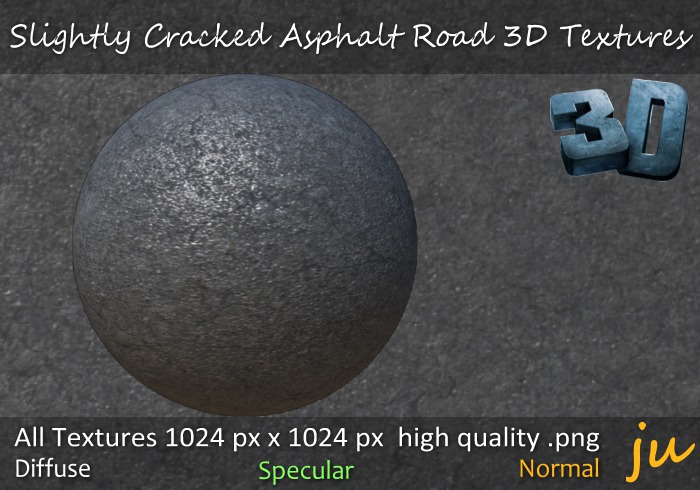 Second Life Marketplace - JU Slightly Cracked Asphalt Road 3D Textures ...