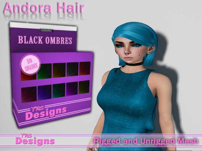 Second Life Marketplace - Andora Hair With Hud Black Ombres