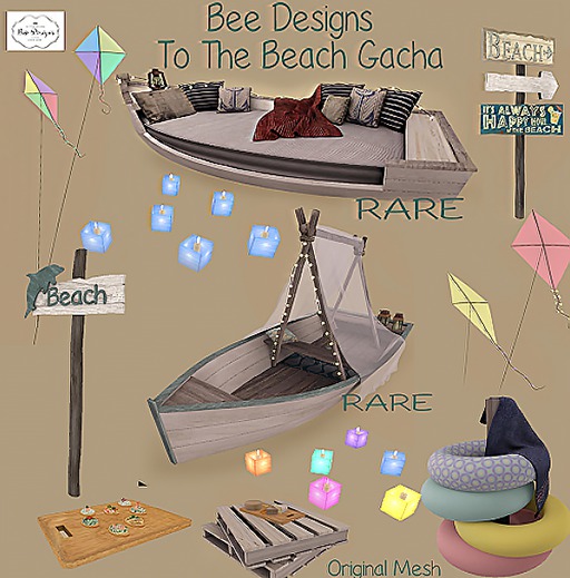 Second Life Marketplace - .:Bee Designs:. To The Beach gacha Sofa Boat ...