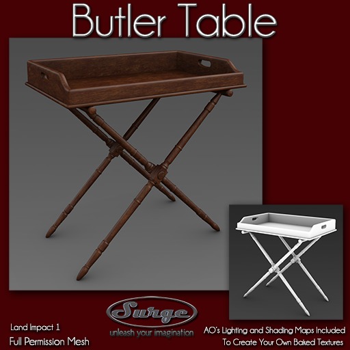 Second Life Marketplace - Butler Table - Full Permission Mesh