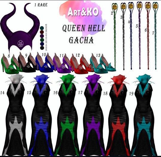 Second Life Marketplace - 9 Art&KO - Queen hell GACHA - Black shoes ...