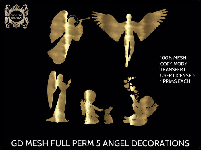 Second Life Marketplace - GD MESH FULL PERM 5 ANGEL DECORATIONS