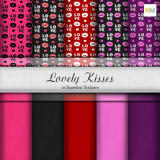 Second Life Marketplace - Lovely Kisses MatchUp Kit 10 Seamless Fabric ...