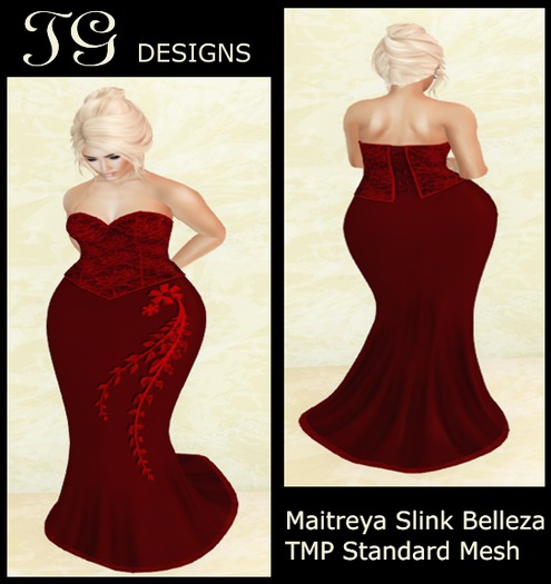 Second Life Marketplace - TG Red Lace Corset Gown