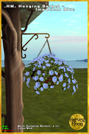 Second Life Marketplace - .HM. Hanging Basket - Impatiens Blue [Add and ...