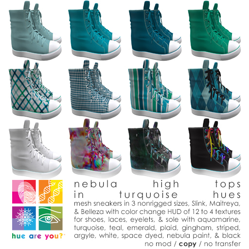 Second Life Marketplace - "hue are you?" turquoise hues nebula high tops