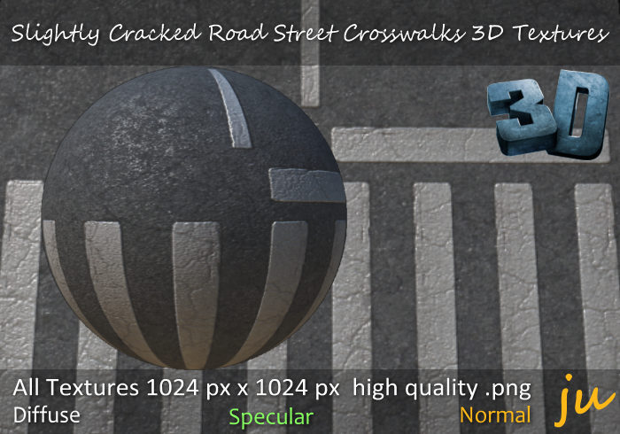 Second Life Marketplace - JU Slightly Cracked Road Street Crosswalks 3D ...