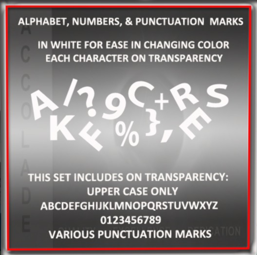 Second Life Marketplace - **ANNA'S FULL PERM CHARACTER SET OF ALPHABET ...