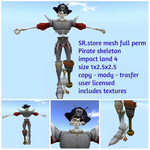 Second Life Marketplace - SR.store mesh full perm Pirate skeleton