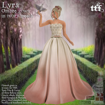 Second Life Marketplace - TFF Lyra: Ombre Gown in Ivory/Peach