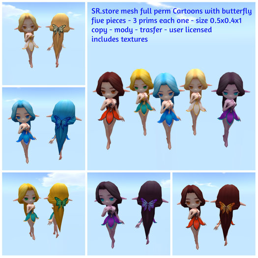 Second Life Marketplace - SR.store mesh full perm Cartoons with butterfly