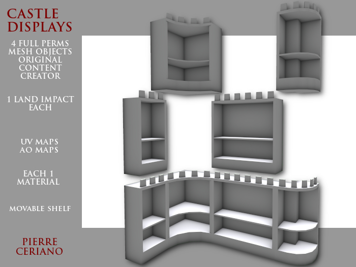 Second Life Marketplace - Castle displays - 1 LI each - 4 FULL PERMS Meshes
