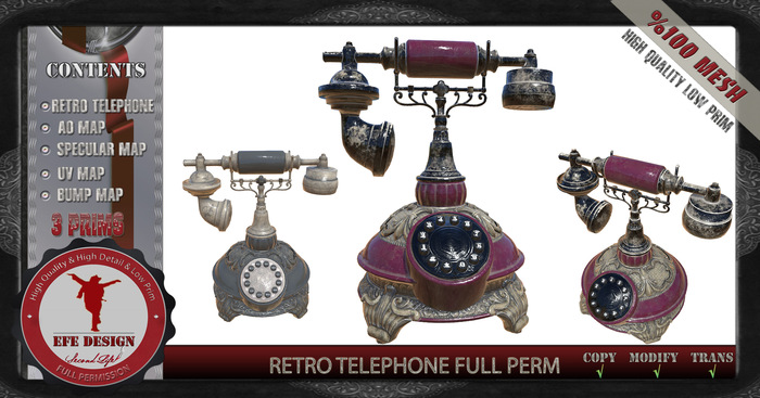 Second Life Marketplace - Retro Telephone Full Perm / Efe Design
