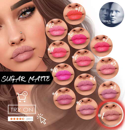 Second Life Marketplace - #Besom Beauty~#1 Sugar Matte Lip genus