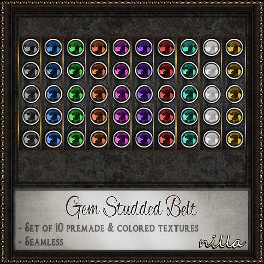 Second Life Marketplace - .:nilla:. - Diamond Studded Leather Belt Textures
