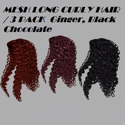Second Life Marketplace - Curly long mesh hair 3pack