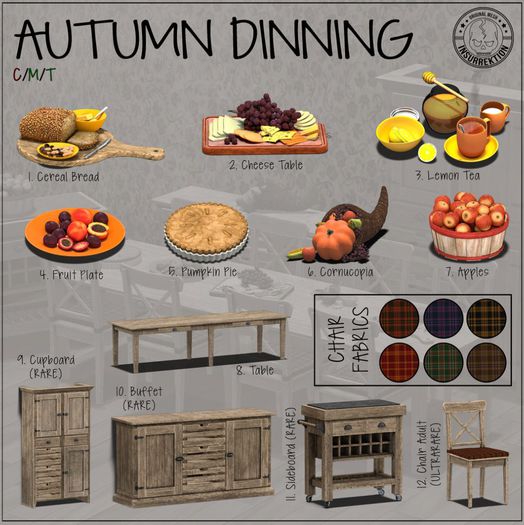 Second Life Marketplace - [IK] Autumn Dinning - 02. Cheese Table