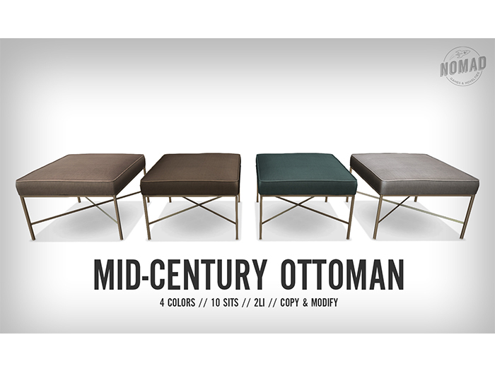 Second Life Marketplace - NOMAD // Mid-Century Ottoman (DISCOUNTED)