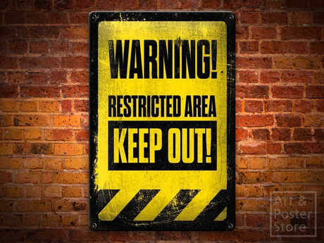 Second Life Marketplace - WARNING KEEP OUT Rusty METAL SIGN Poster