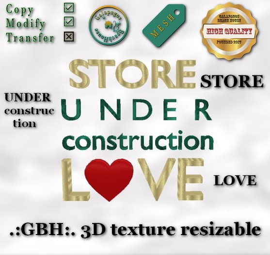 Second Life Marketplace - .:GBH:. 3 D texture "UNDER construction"