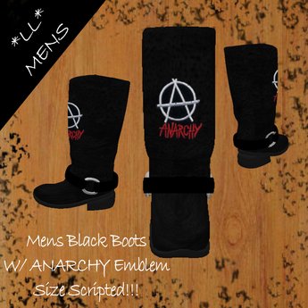 Second Life Marketplace - Black Boots Anarchy Emblem mens..box
