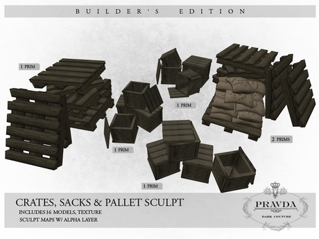 Second Life Marketplace - * PRAVDA - DC * - Crates, Sacks & Pallet Sculpt