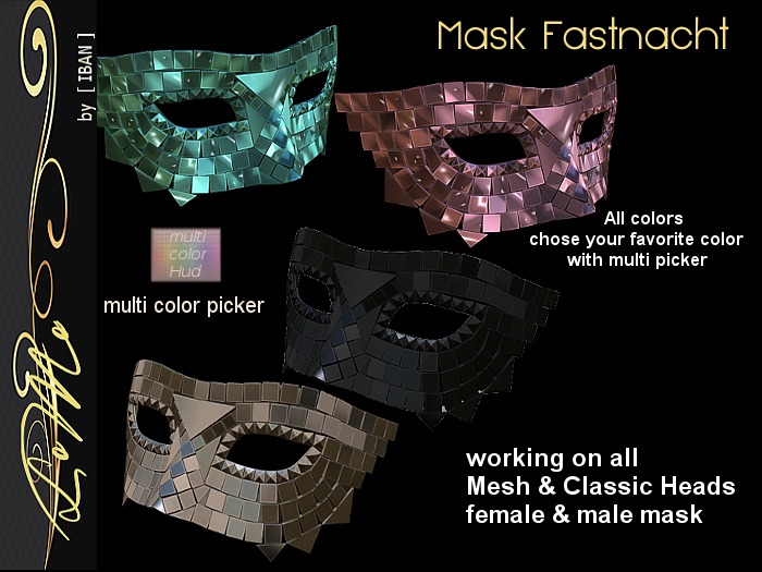 Second Life Marketplace - [ IBAN ] //157 MESH FASTNACHT MASK wHUD for ...