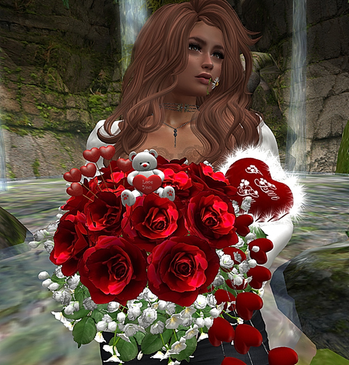 Second Life Marketplace - CJ Rose Bouquet Red Fur Heart